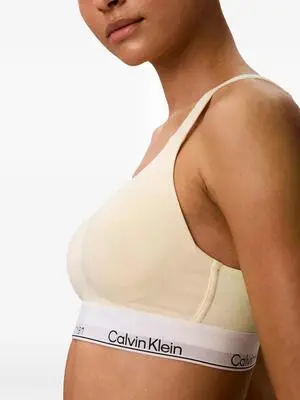 Calvin Klein Icon Cotton Logo-band Bra - Neutrals