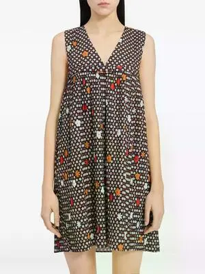 MAISON MARGIELA V-neck Floral-print Mini Dress - Red
