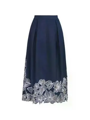 TOCCIN Stacy Floral Midi Skirt - Blue