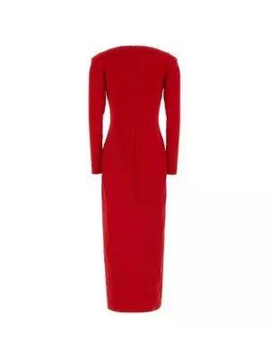 Alessandra Rich Cady V-neck Button Maxi Dress