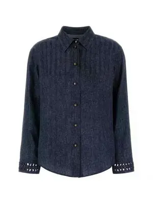 Giorgio Armani Crochet Trim Shirt - Blue