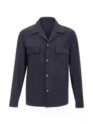 BARBA NAPOLI London Flap-pockets Button-down Virgin Wool Jacket - Blue