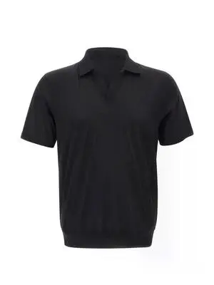 GRAN SASSO Ribbed V-neck Polo-collar T-shirt