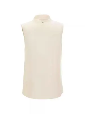 Liu Jo Georgette Sleeveless Top With Lapel And Knot Detail - Neutrals