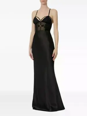 Elisabetta Franchi Satin Gown With Tulle Inserts