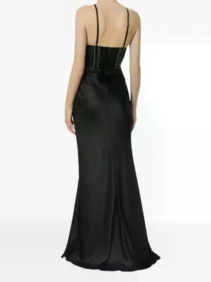 Elisabetta Franchi Satin Gown With Tulle Inserts