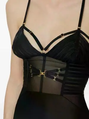 Elisabetta Franchi Satin Gown With Tulle Inserts
