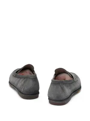 Santoni Penny Leather Loafers - Grey