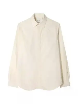 Paul Smith Slim-fit Cotton-poplin Fly-front Shirt - Neutrals