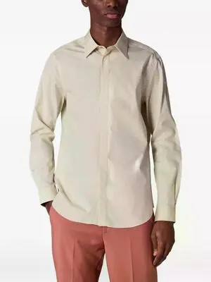 Paul Smith Slim-fit Cotton-poplin Fly-front Shirt - Neutrals