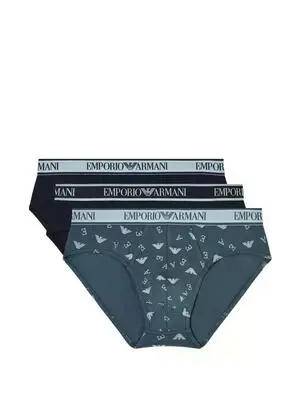 Emporio Armani Logo-print Briefs - Blue