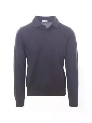 MAGAZZINO RICAMBI Long-sleeved Knitted Polo Shirt - Grey