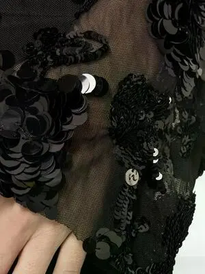 NISSA Appliquéd Sequinned Tulle Maxi Dress
