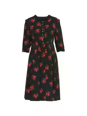 Vintage 2019 Floral-print Midi Dress - Black