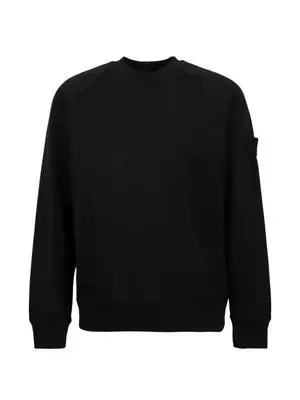Stone Island Crewneck Sweatshirt With Logo Badge - Black