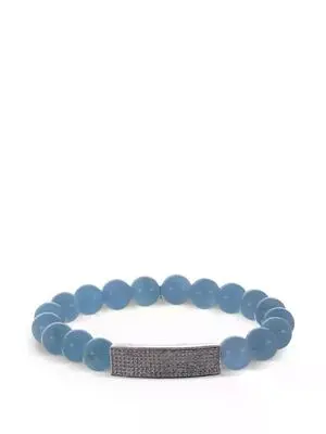 SYDNEY EVAN Small Id Bar Aquamarine And Diamond Bracelet - Silver