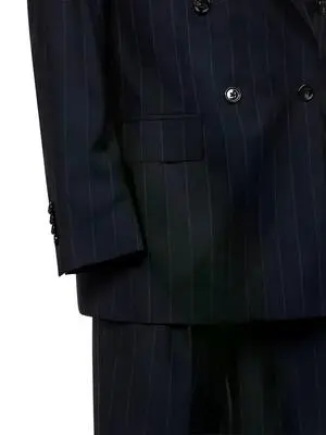 Tagliatore Pinstriped Double-breasted Suits - Blue