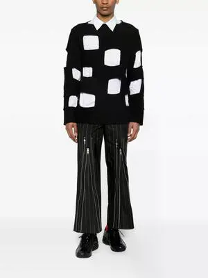 Comme Des Garçons Panelled Knitted Crewneck Pullover