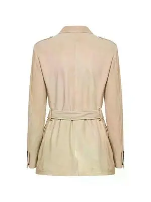 Tagliatore Buttoned Belted Lambskin Jacket - Neutrals