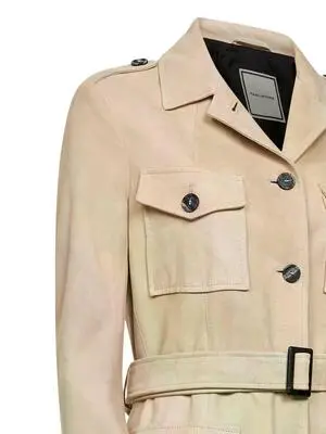 Tagliatore Buttoned Belted Lambskin Jacket - Neutrals