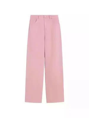 Max Mara Logo-patch Straight-leg Trousers - Pink