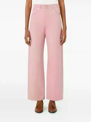 Max Mara Logo-patch Straight-leg Trousers - Pink