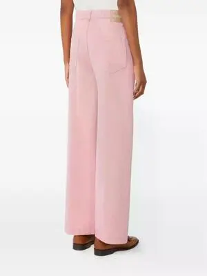 Max Mara Logo-patch Straight-leg Trousers - Pink