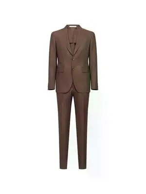 Tagliatore Logo-pin Single-breasted Suit - Brown