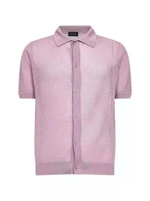 Tagliatore Pointelle-knit Short-sleeve Shirt - Pink