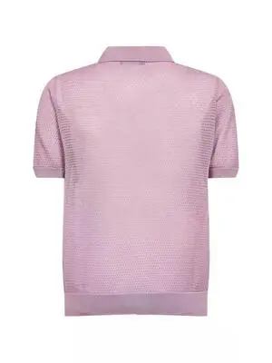 Tagliatore Pointelle-knit Short-sleeve Shirt - Pink
