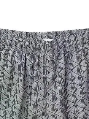 Lacoste Geometric-print Swim Shorts - Grey