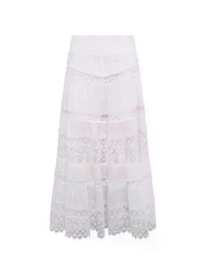 Charo Ruiz Ibiza Lace Tiered Skirt - White