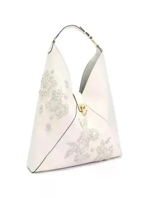 Ermanno Scervino Floral-embroidered Leather Tote
