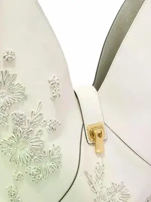 Ermanno Scervino Floral-embroidered Leather Tote