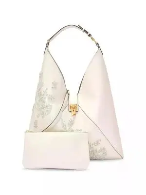 Ermanno Scervino Floral-embroidered Leather Tote
