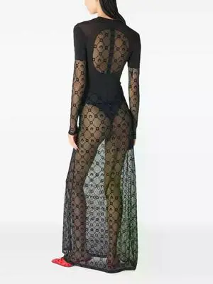 MARINE SERRE Layered Mesh Flock Dress