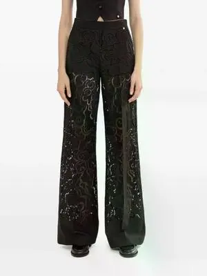 NISSA Floral-embroidered Wide Leg Trousers