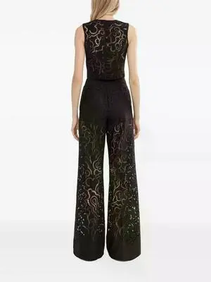 NISSA Floral-embroidered Wide Leg Trousers