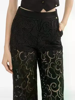 NISSA Floral-embroidered Wide Leg Trousers