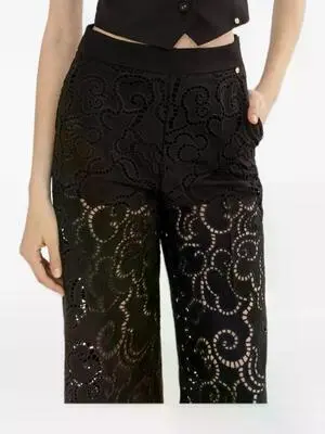 NISSA Floral-embroidered Wide Leg Trousers