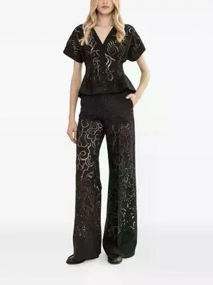 NISSA Floral-embroidered Jacket - Black