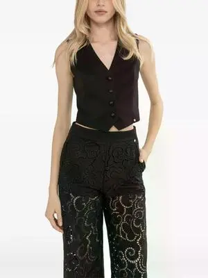 NISSA Embroidered Waistcoat - Black