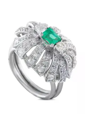 LB EXCLUSIVE Rose-cut Diamond And Emerald Cocktail Ring