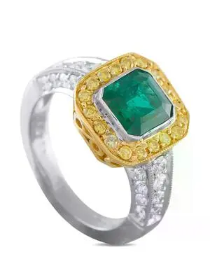 LB EXCLUSIVE Diamond And Emerald Ring - Silver