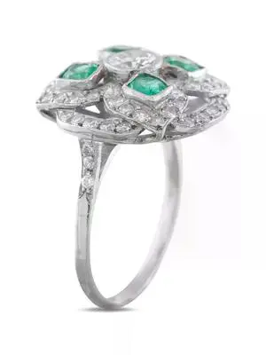 LB EXCLUSIVE Platinum, Diamond, And Emerald Ring