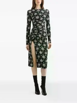 Dolce & Gabbana Geranium Bouquets-print Charmeuse Dress