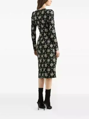 Dolce & Gabbana Geranium Bouquets-print Charmeuse Dress
