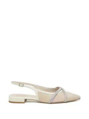Peserico Embellished-strap Slingback Ballet Flats - Neutrals