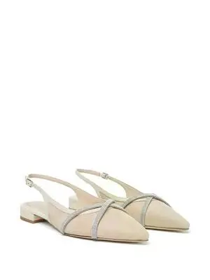 Peserico Embellished-strap Slingback Ballet Flats - Neutrals