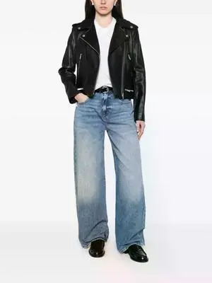 TWINSET Zip-up Leather Jacket - Black
